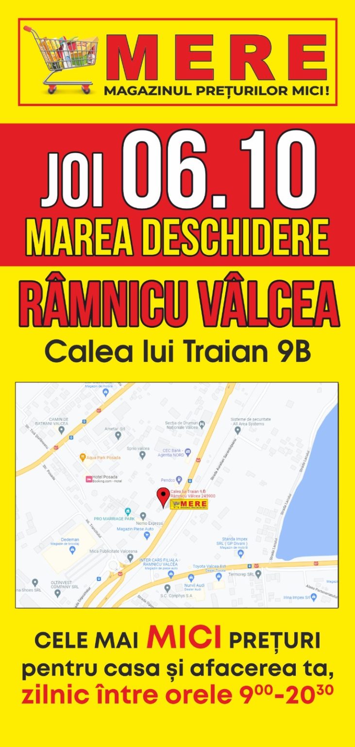 Magazinul MERE se deschide la RÂMNICU VÂLCEA. Prețuri cu minim 20% mai ...