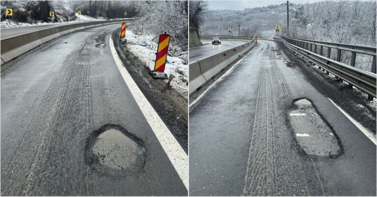 FOTO – Au apărut gropile pe DN 7: Valea Oltului și Dealul Negru nu au ...
